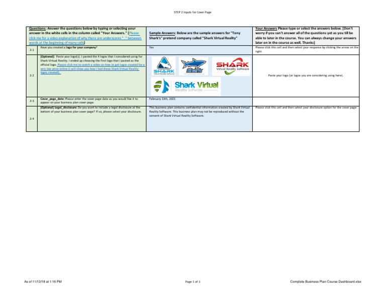 PDF Version of The STEP 2 Inputs For Cover Page Tab | PDF | Computing ...