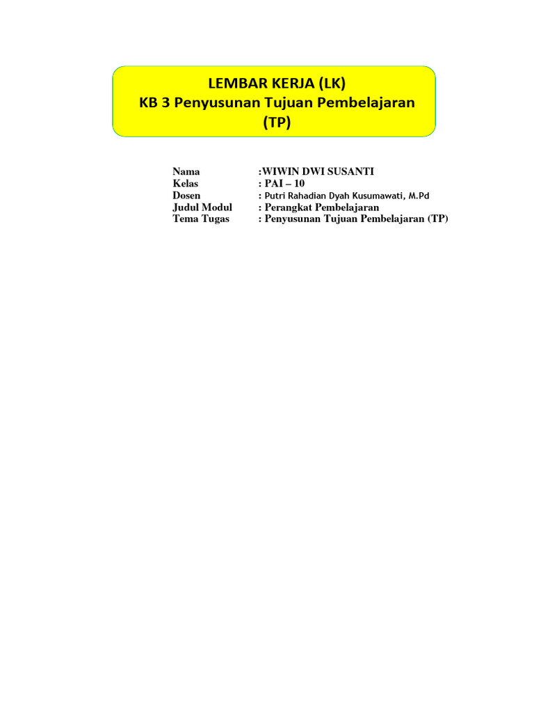 Wiwinds LK KB 3 Tujuan Pembelajaran | PDF