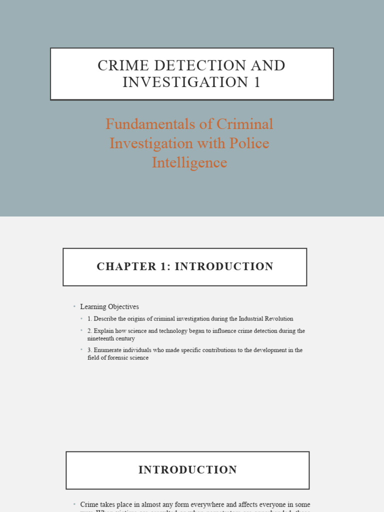 Crime Detection and Investigation 1 Chapter 1 Introduction | PDF ...