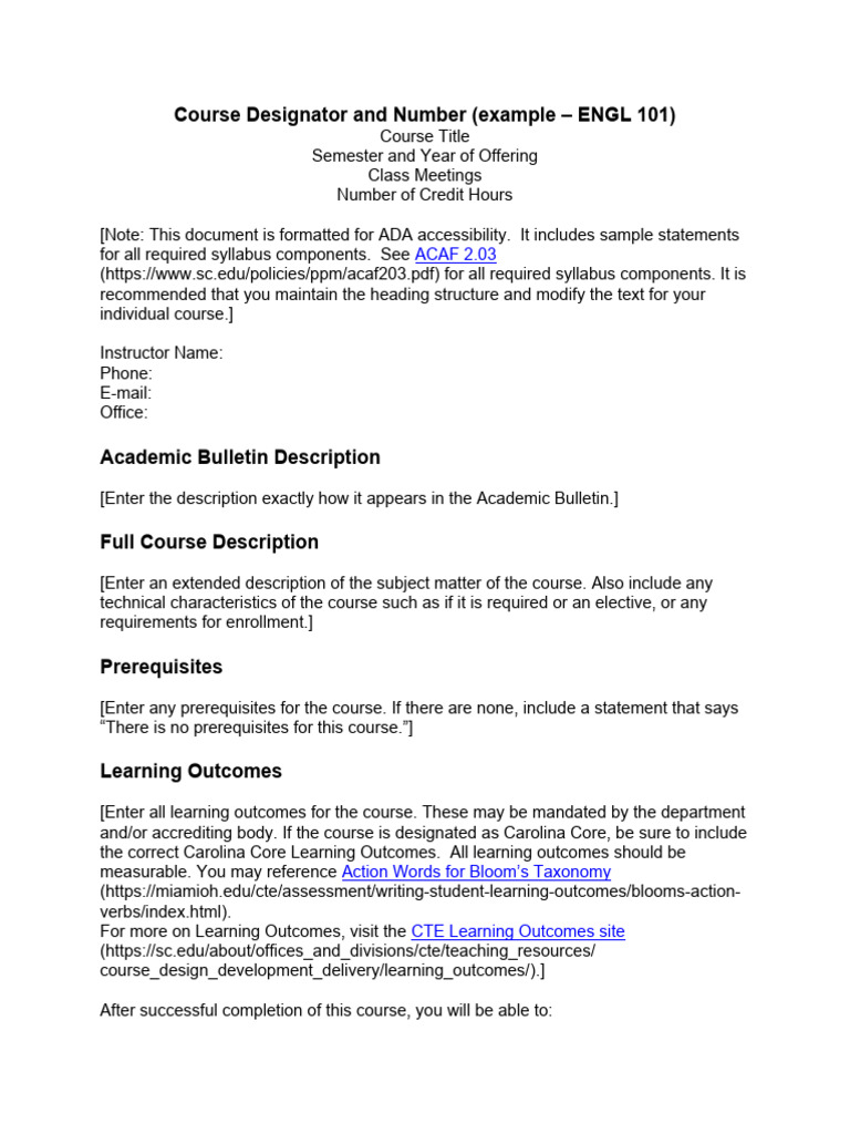 cte_f2f_syllabus_template-required | PDF | Disability