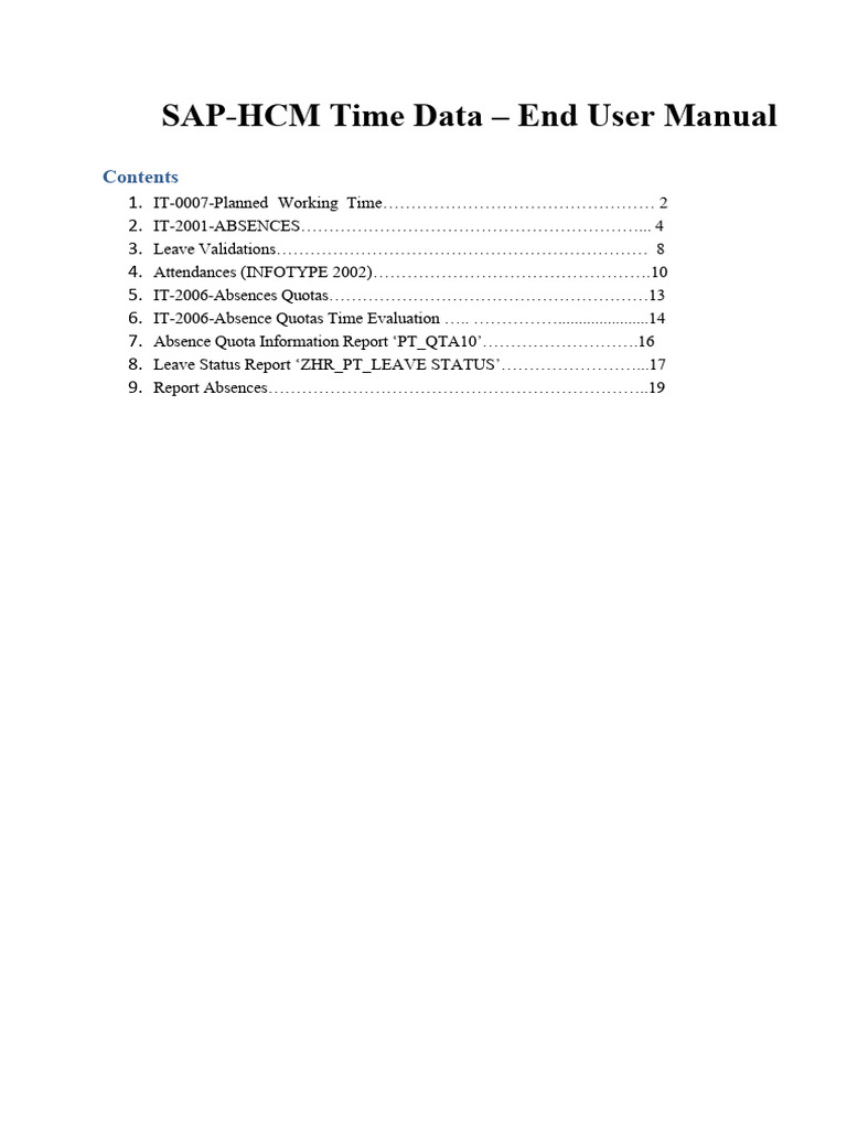 SAP HCM Time Data User Guide | PDF