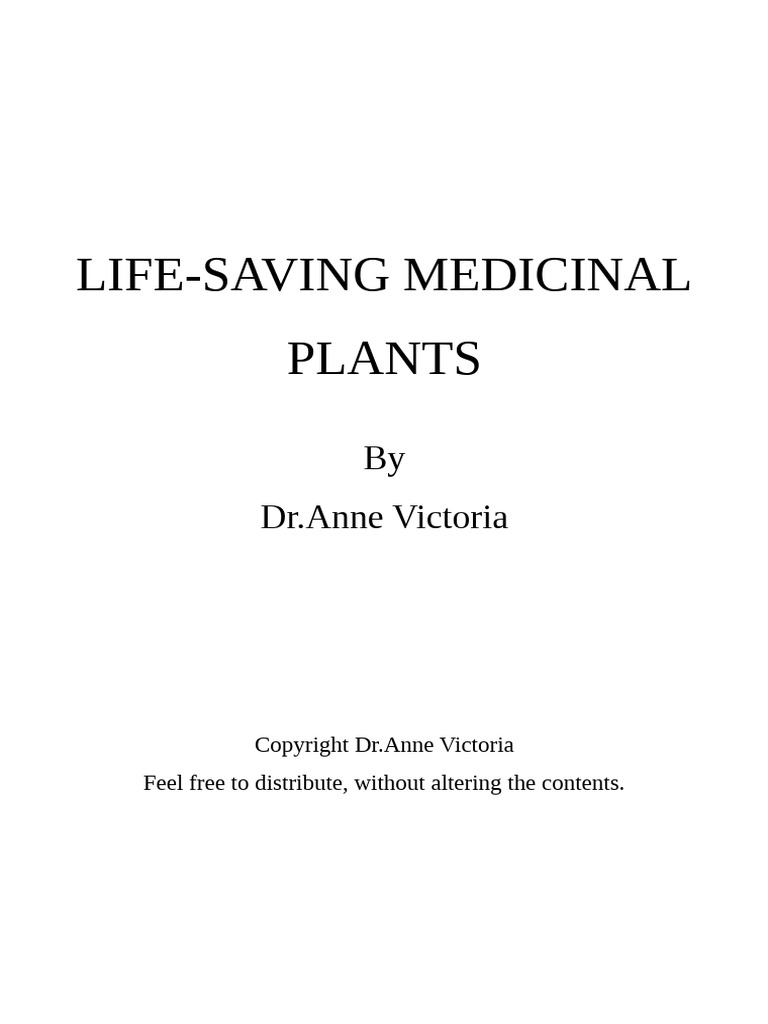 DR - Anne Victoria - Life Saving Medicinal Plants | PDF