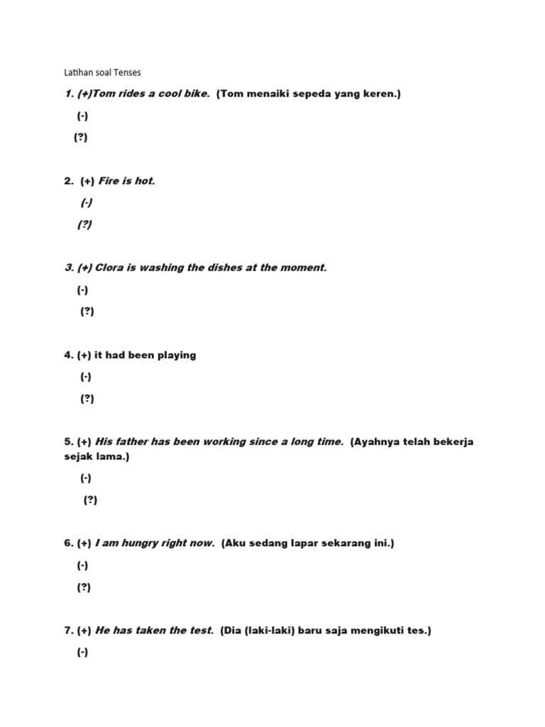 Latihan Soal Tenses | PDF