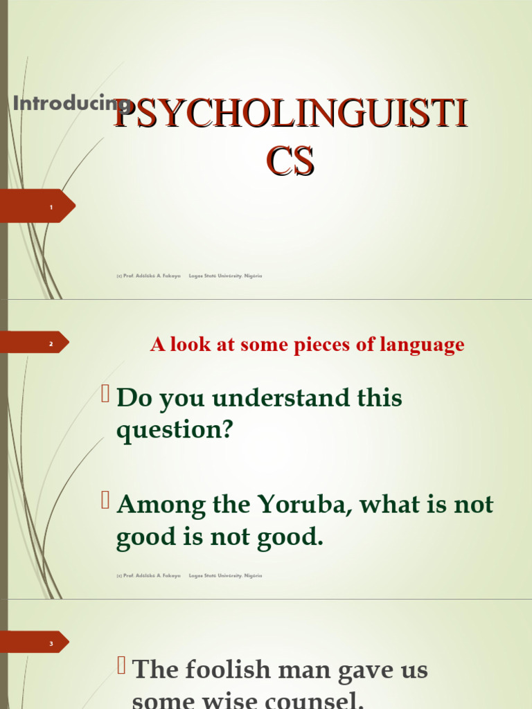 Intro To Psycholinguistics 1 - 052655 | PDF | Cognitive Science ...