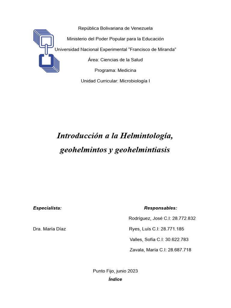 Introduccion A La Helmintologia | PDF | Sistema inmune | Medicina