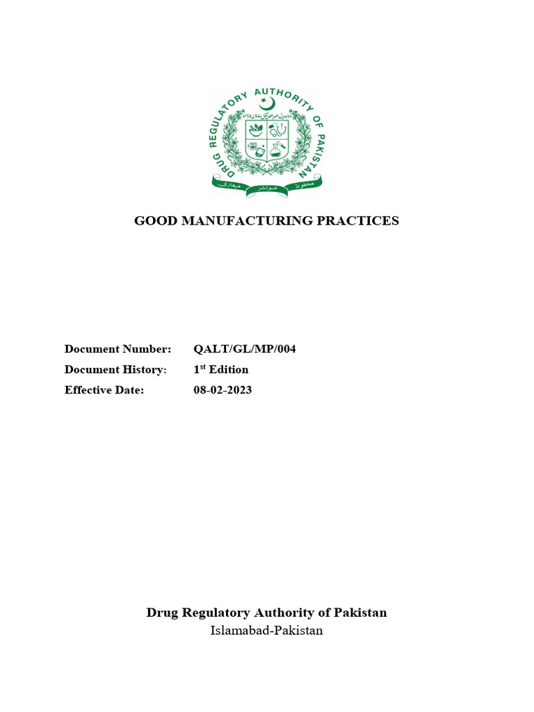 DRAP GMP Guidelines 2023 Edition | PDF