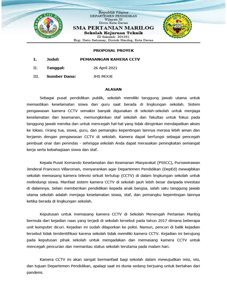 Proposal Kegiatan - Pemasangan Kamera CCTV | PDF