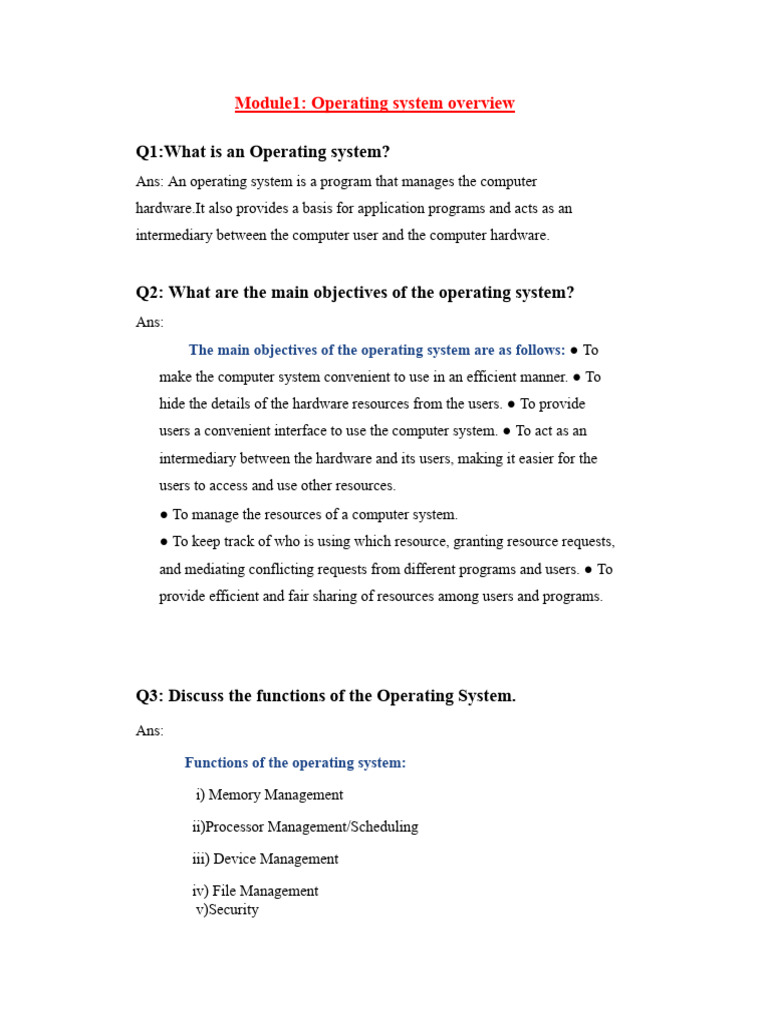 Viva Questions On Operating System | PDF