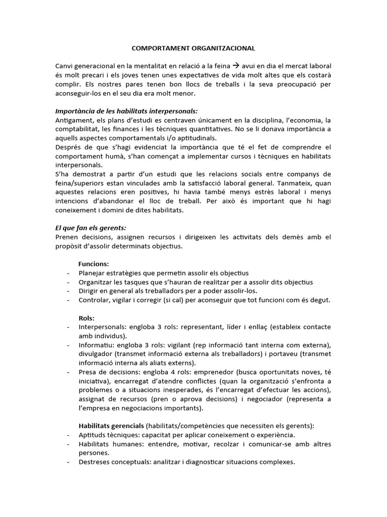 Comportament Organitzacional | PDF