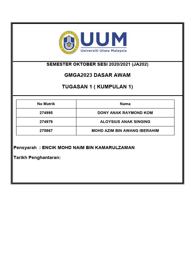 TUGASAN 1 Kump 1 GMGA2023 | PDF