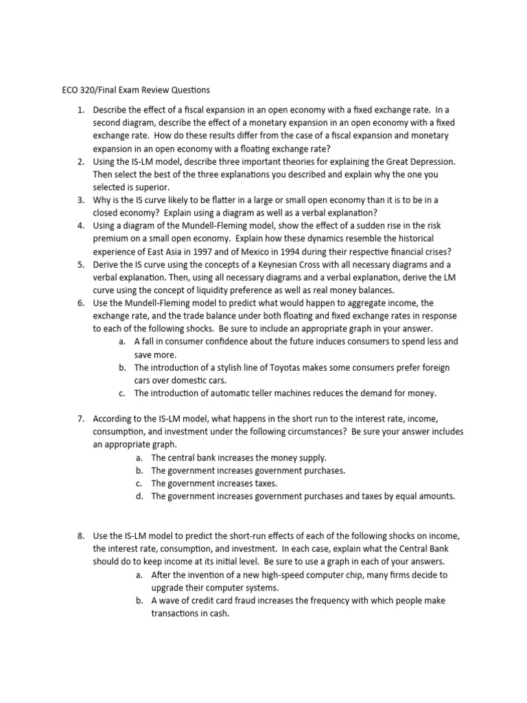 ECO 320 Final Exam Review Questions | PDF