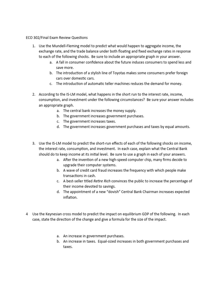 ECO 302 Final Exam Review | PDF | Business