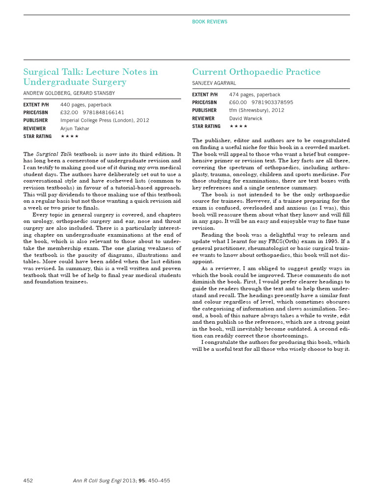 Goldberg Stansby 2015 Surgical Talk Lecture Notes in Undergraduate ...
