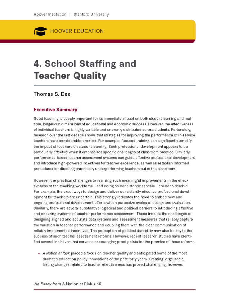 School Staffing and Teacher Quality | PDF | Teachers | Incentive