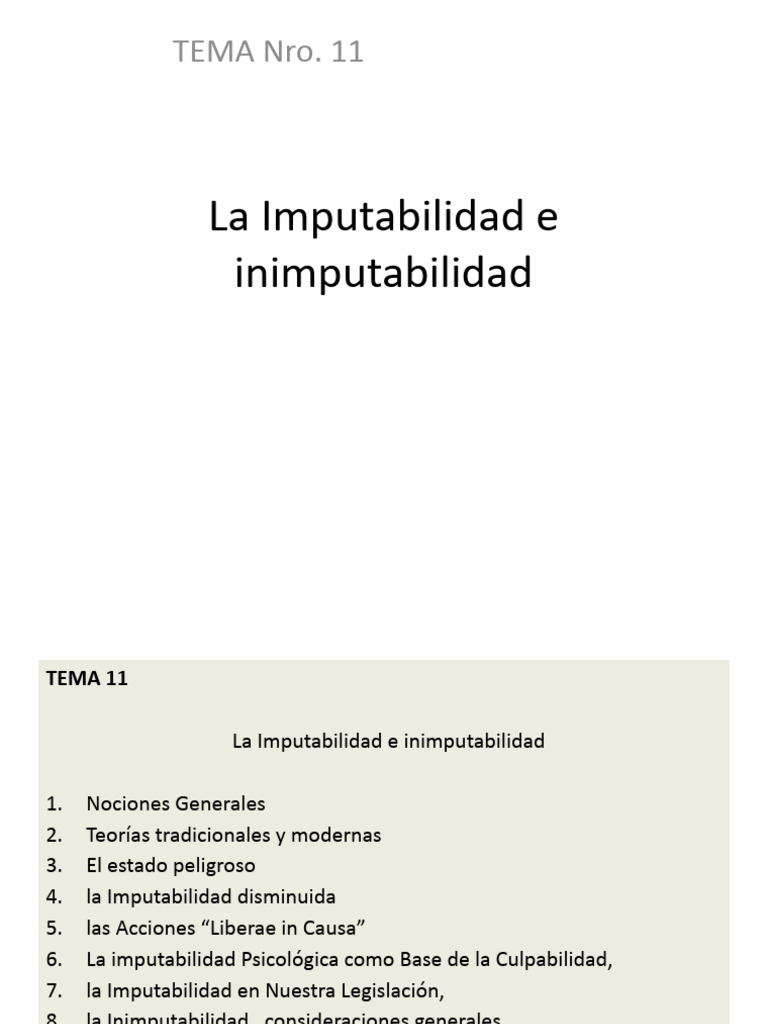TEMA_11_La imputabilidad e inimputabilidad | PDF | Derecho penal | Ley ...