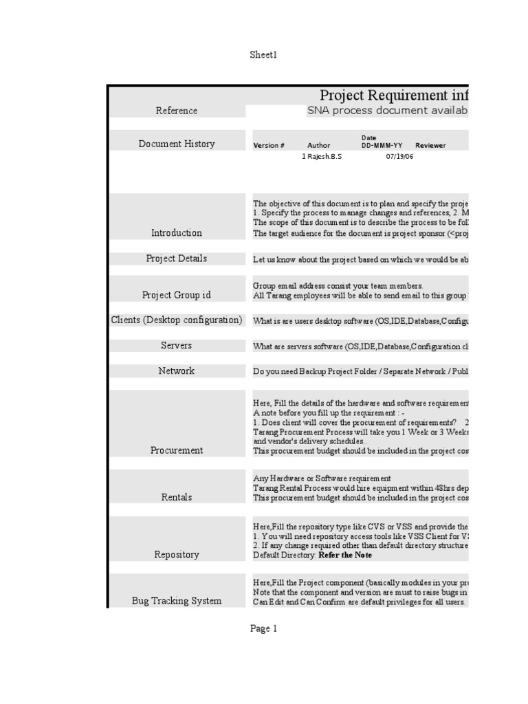 Project Requirement Information: Sheet1 | PDF | Server (Computing) | Backup