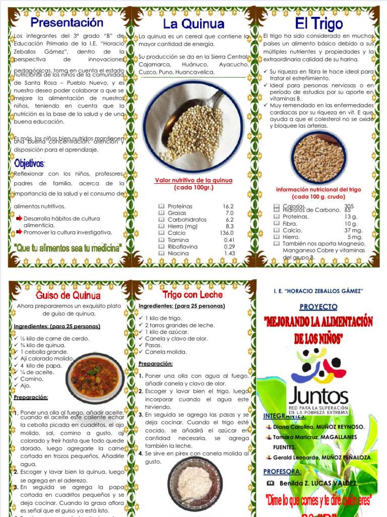 Dokumen - Tips Triptico Guiso de Kinua | PDF | Nutrición | Dieta y ...