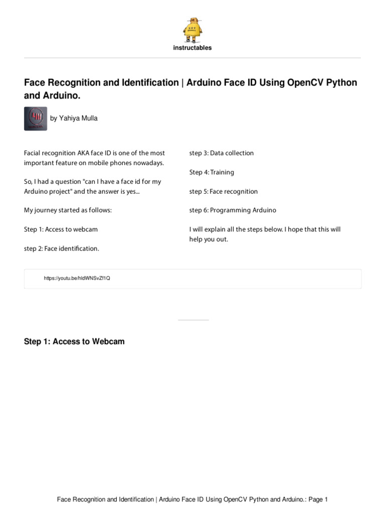 Face Recognition and Identification Arduino Face I | PDF