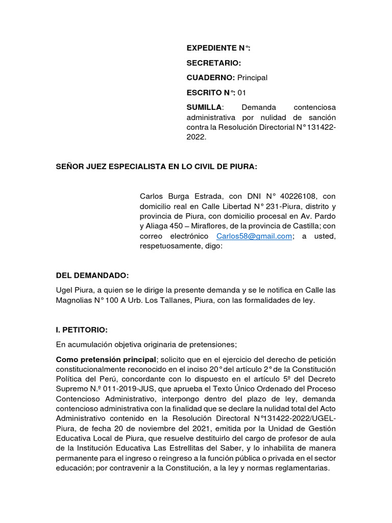 Demanda Final | PDF | Demanda judicial | Principios éticos