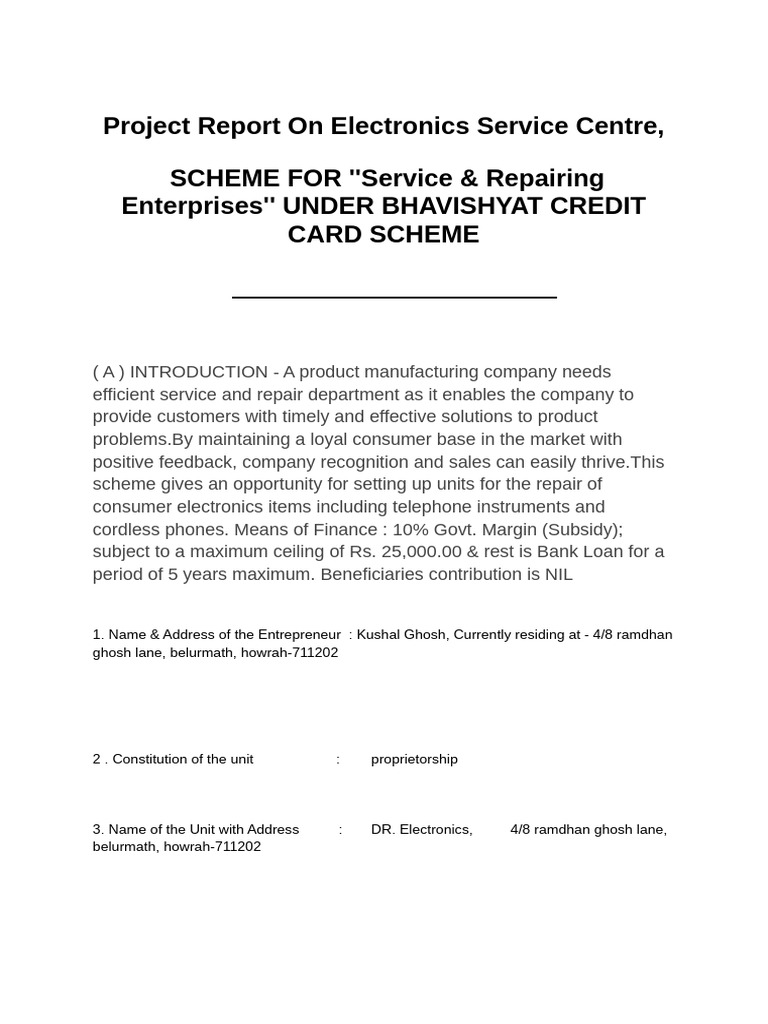 Electronics Service Centre Project Report | PDF | Home & Garden | Computers