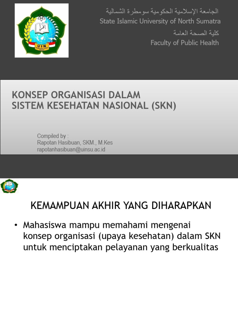 Konsep Organisasi Dalam SKN (WHO, DLL) | PDF | Pengembangan Diri