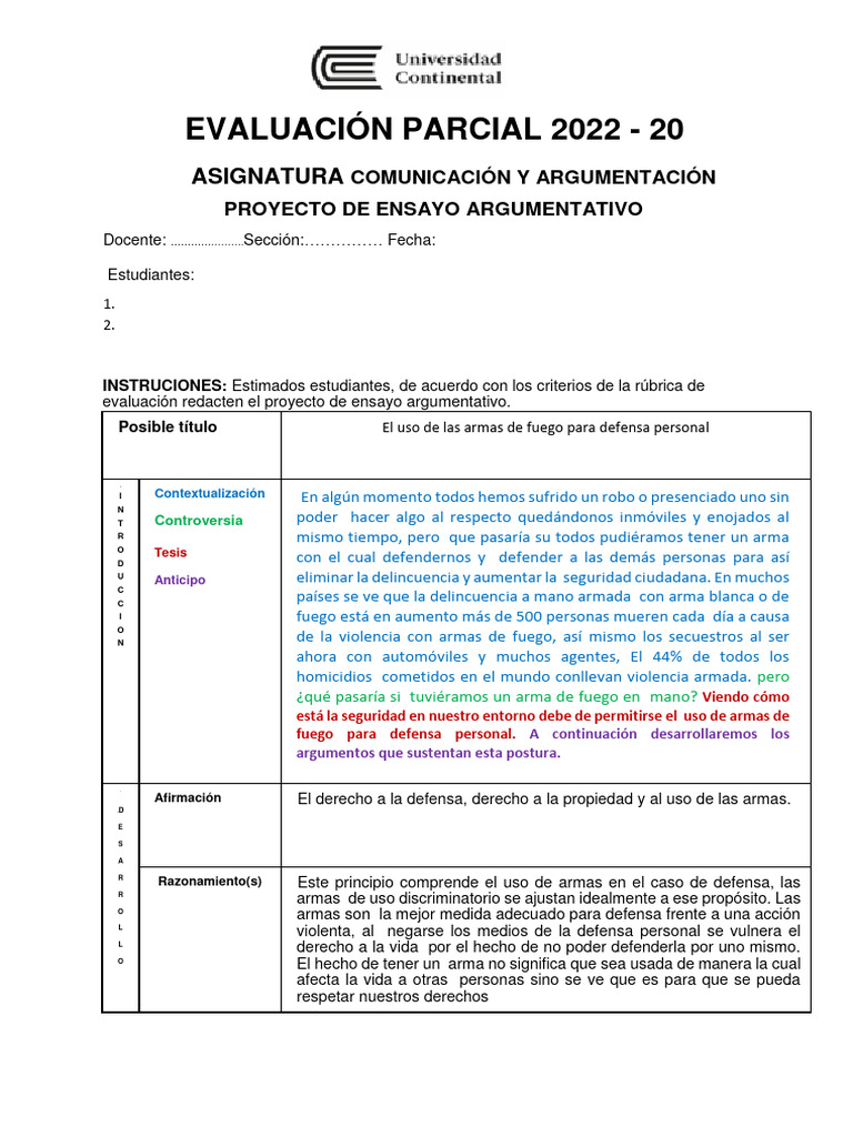 Ejemplo de Proyecto de Ensayo Argumentativo 2023-20 | PDF | Estado ...