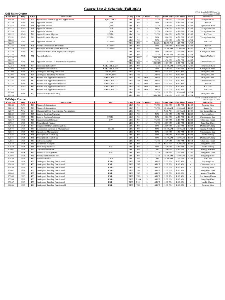 Fa23 Course List - 20230918 | PDF | Computing | Computer Science