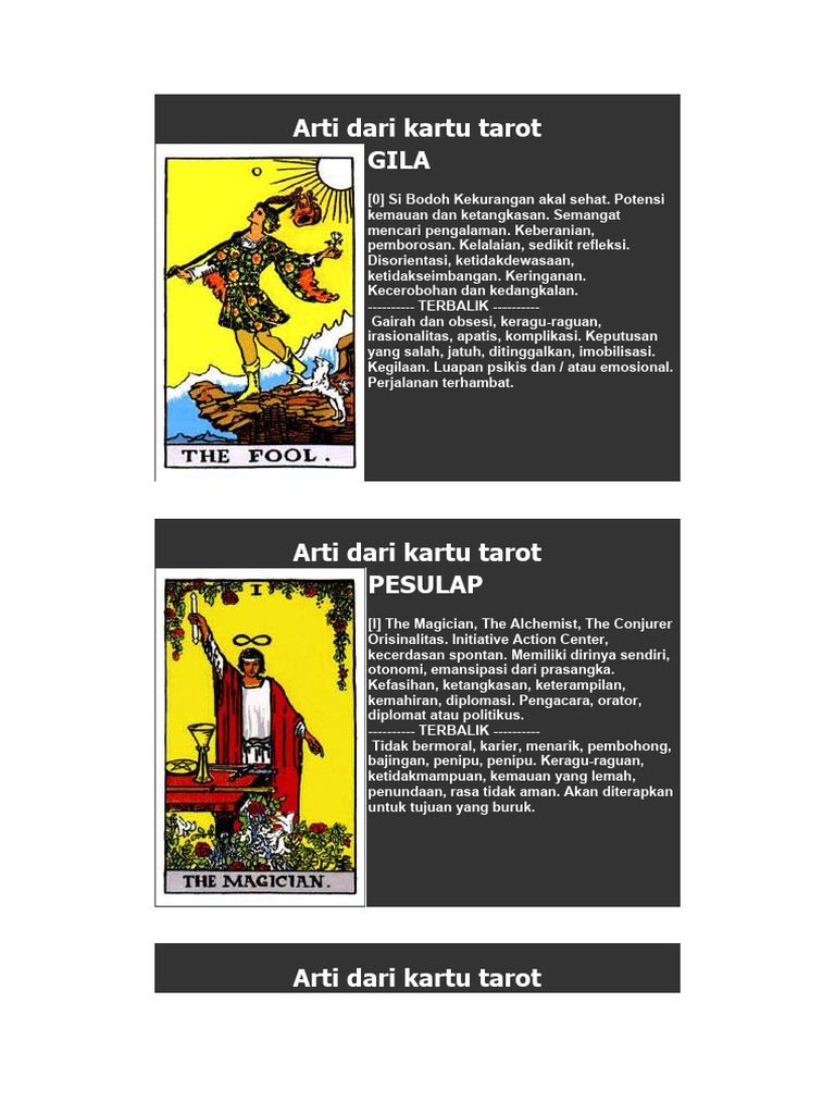 Arti Dari Tarot Cards | PDF | Hukum | Dewasa Muda
