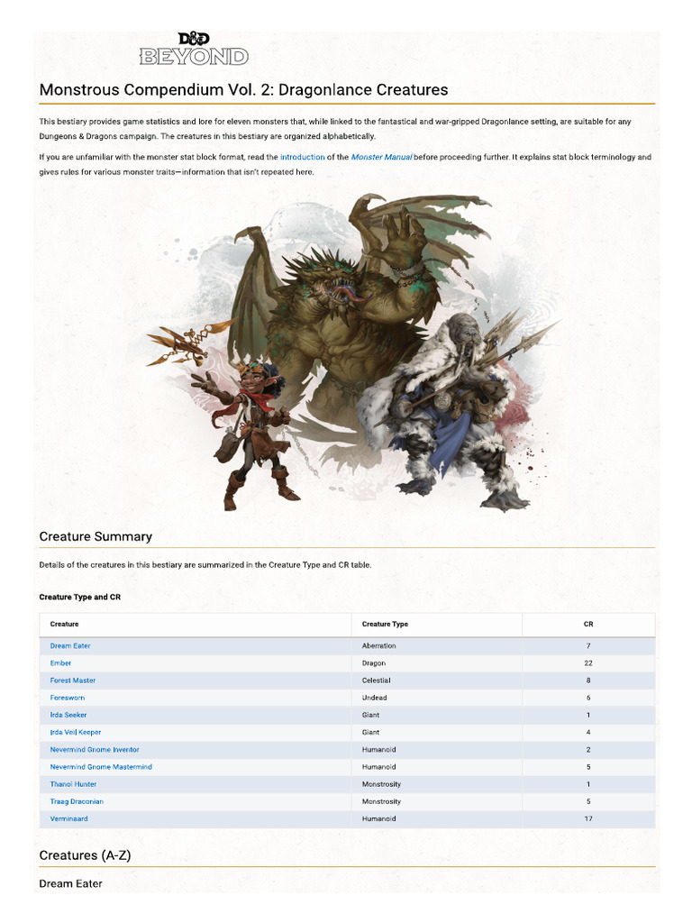 Monstrous Compendium Vol. 2 Dragonlance Creatures | PDF
