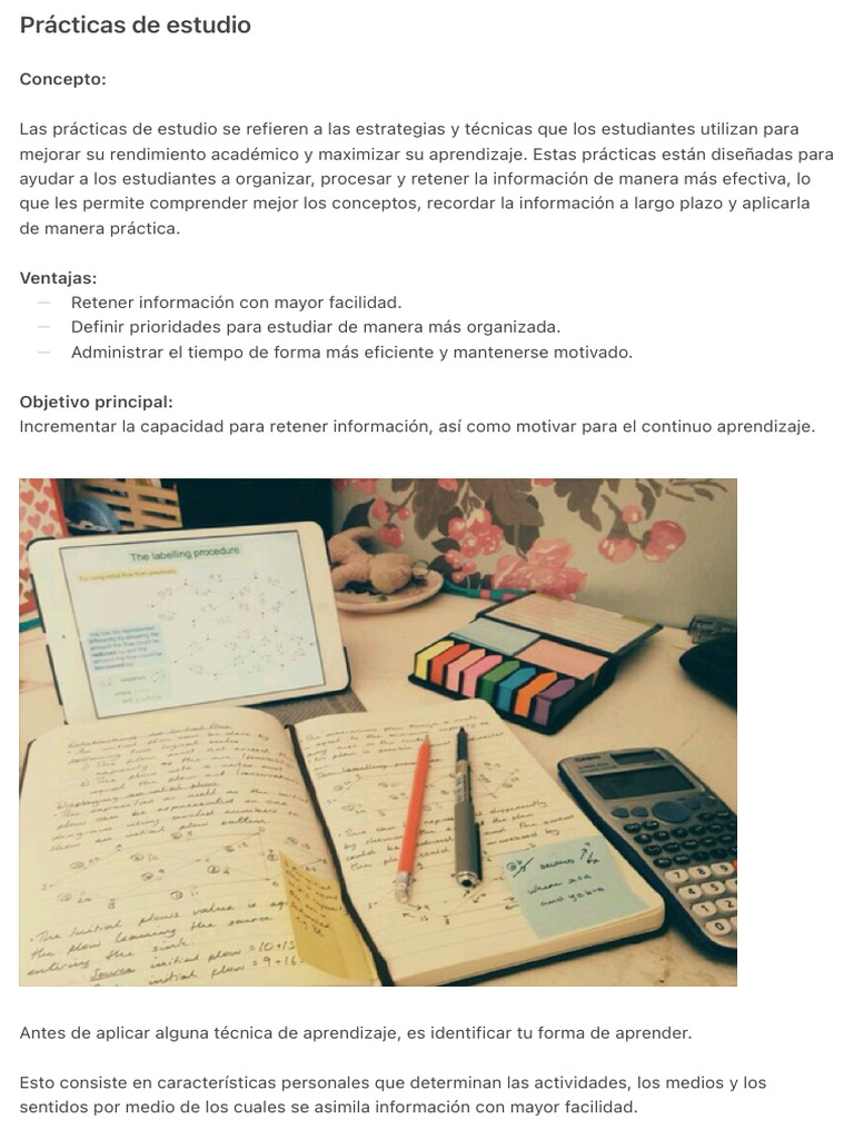 Prácticas de Estudio | PDF | Habilidades de estudio | Aprendizaje