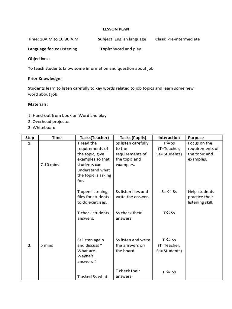G2 - Lesson Plan | PDF | Lesson Plan | Question
