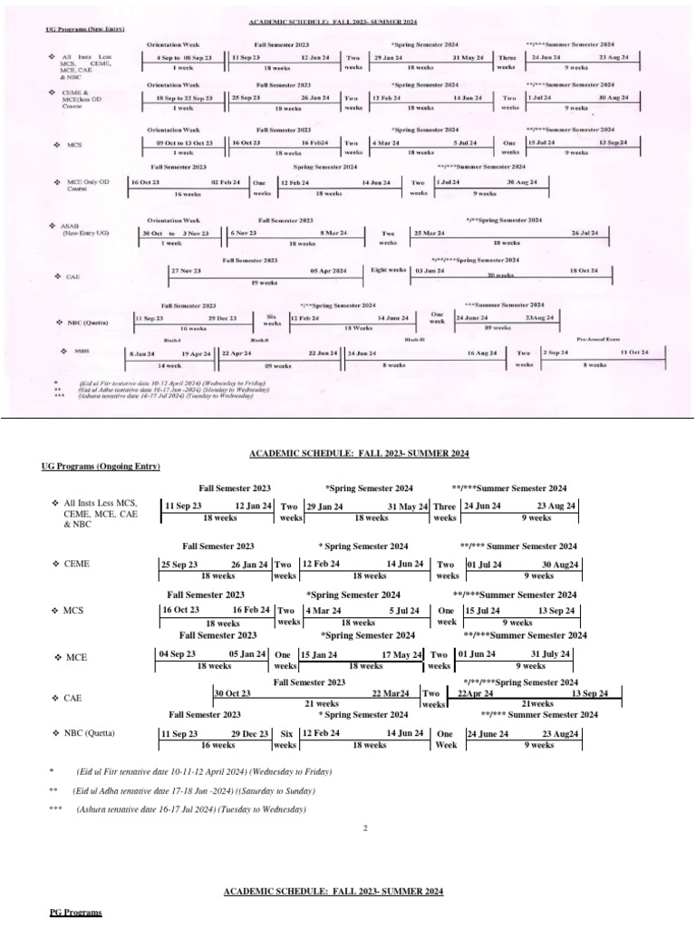 Academic Schedule 2023-2024 | PDF