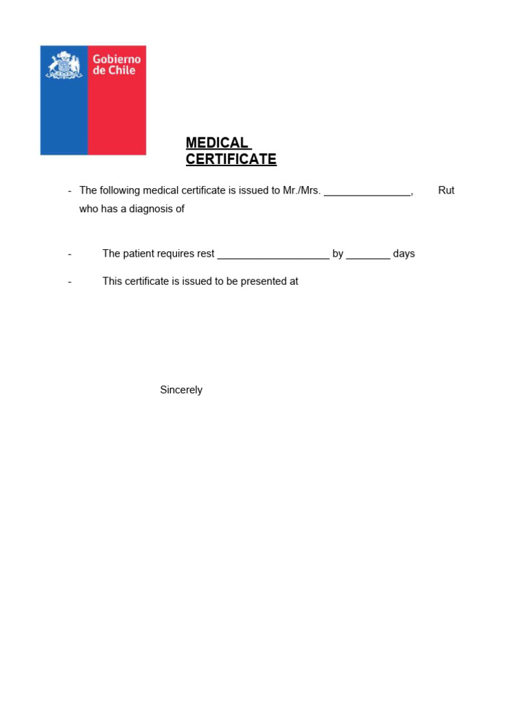 Medical Certificate for Rest Period | PDF