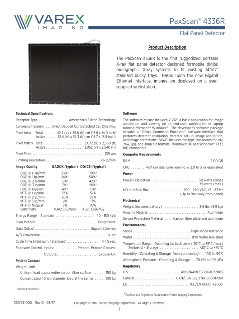 Paxscan® 4336R: Flat Panel Detector | PDF | Microsoft Windows ...