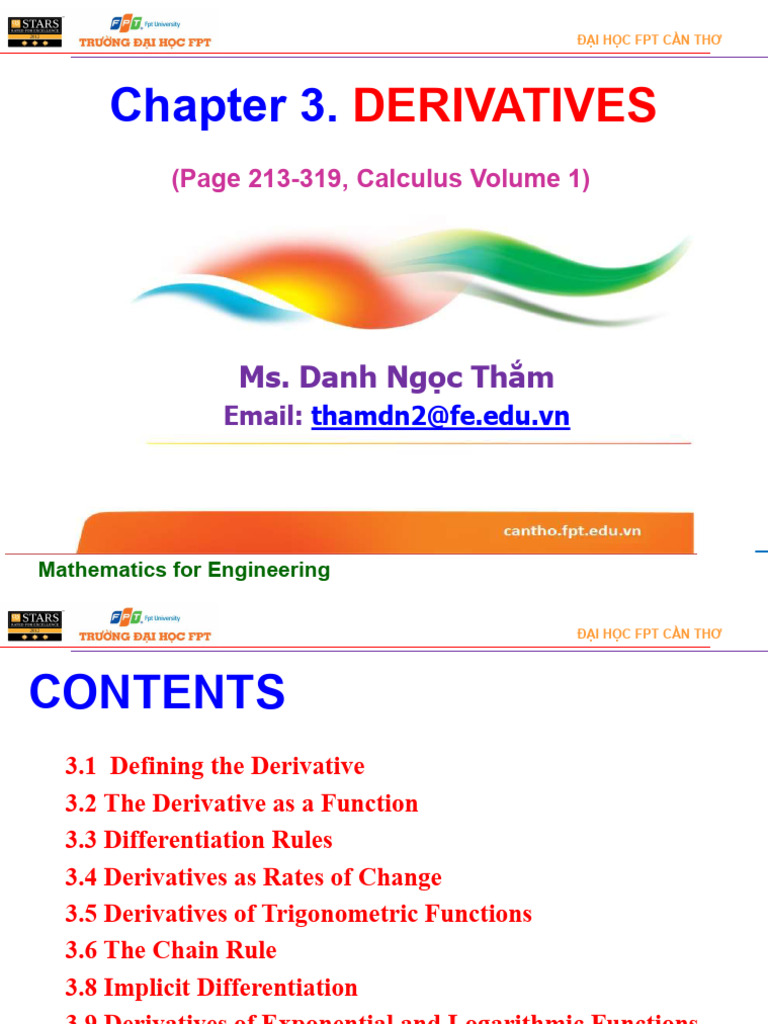 03-MAE101-CAL-V1-Chapter 3 - Derivatives | PDF | Derivative | Function (Mathematics)