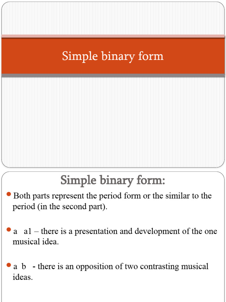 Simple Binary Form | Download Free PDF | Musical Forms | Performing Arts Simple Binary Form | Download Free PDF | Musical Forms | Performing Arts