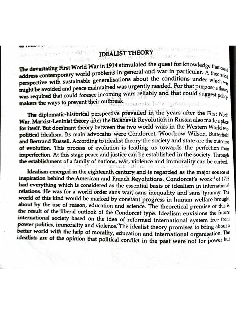 Idealist Theory, Realist Theory, Morgenthau's Realist Theory, Systems ...