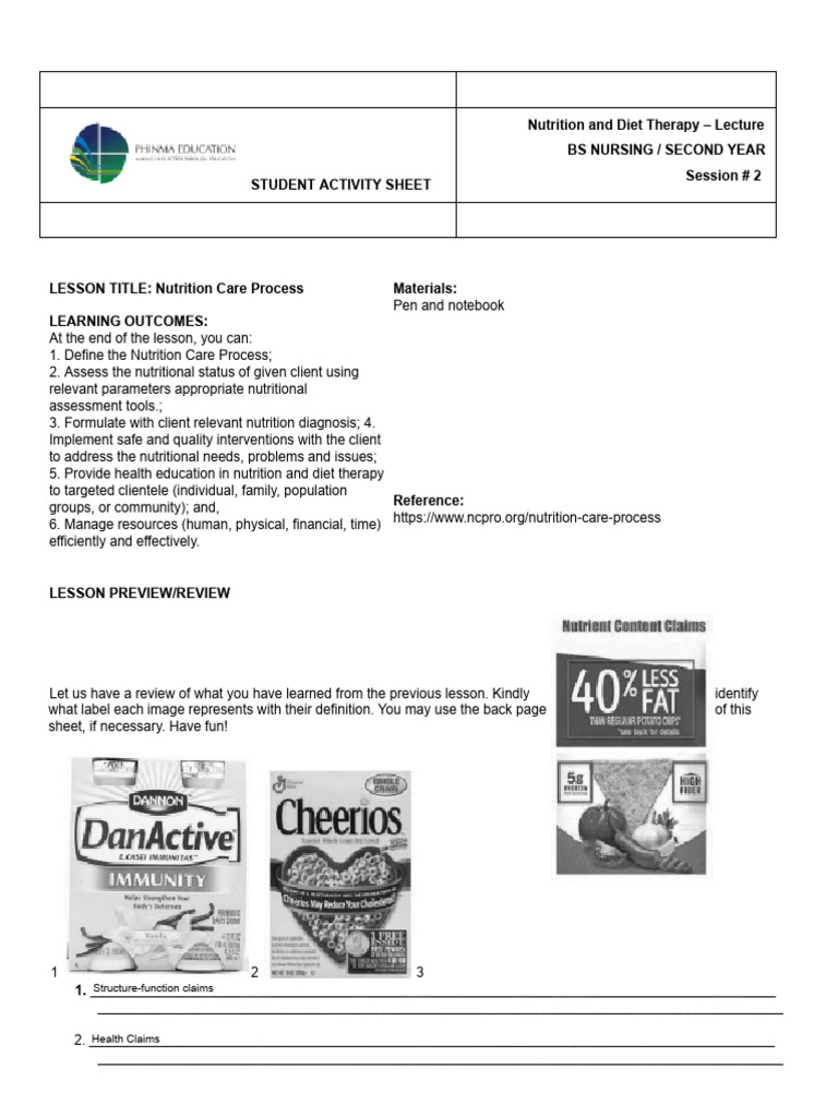 Session #2 SAS - Nutrition (Lecture) | PDF