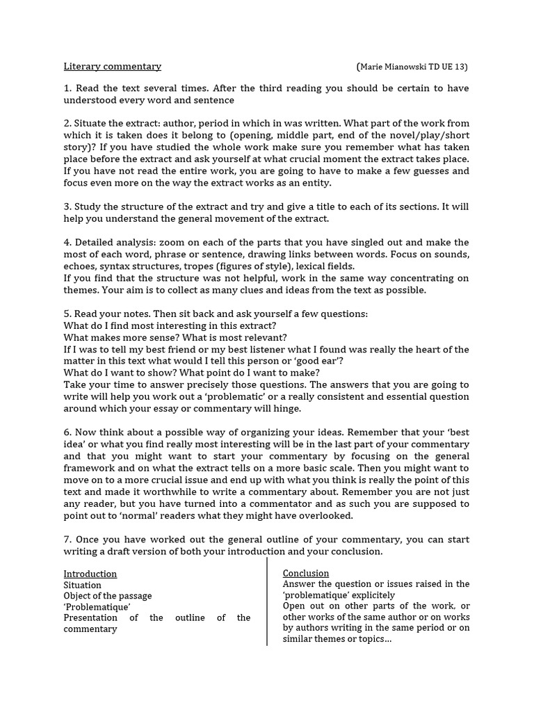 Literary Commentary | PDF | Word | Human Communication