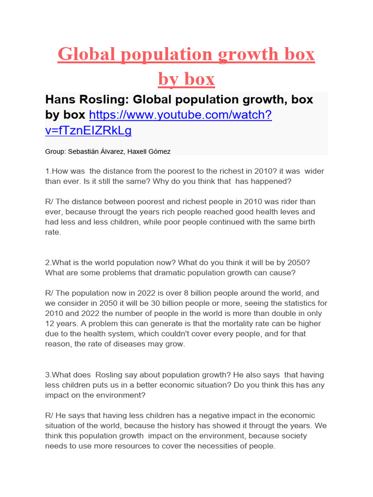 Global Population Growth Box by Box - 1 | PDF | Population Growth ...