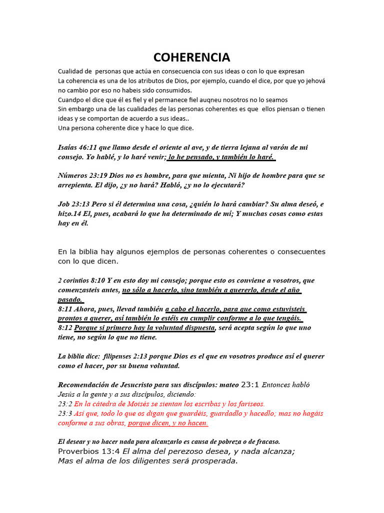 COHERENCIA | PDF | Contenido bíblico | Creencia religiosa y doctrina