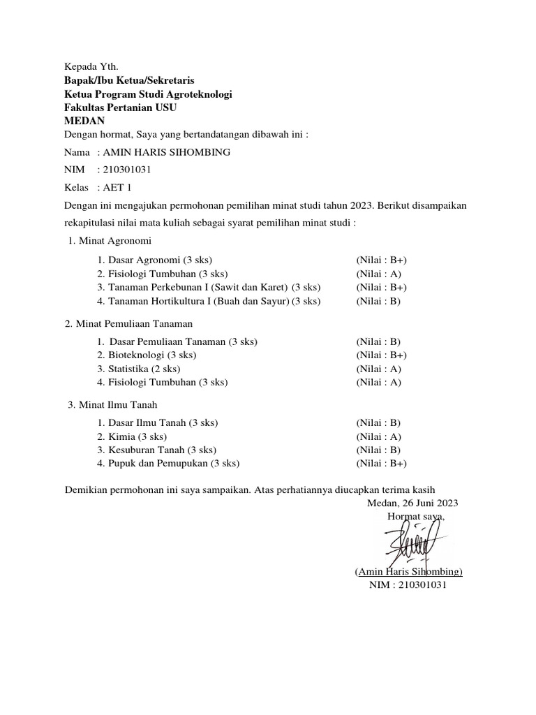Surat Minat & Transkrip Nilai | PDF