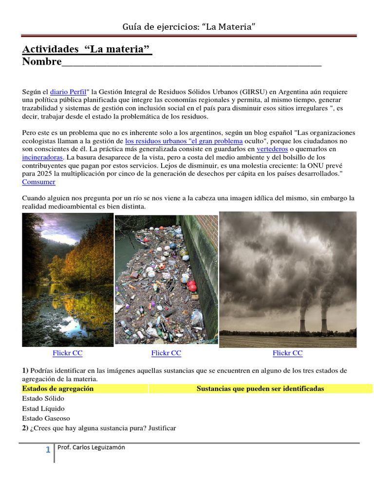 Actividades-Guía de Ejercicos la Materia | PDF