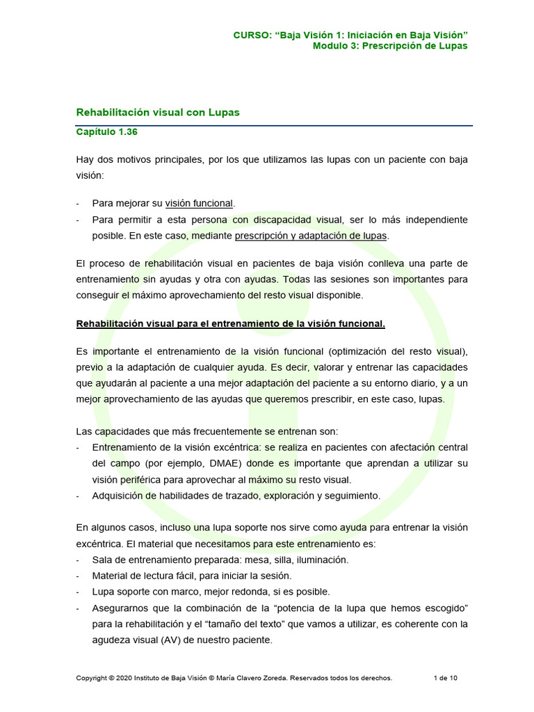 BV1 36 Rehabilitacion Visual Con Lupas | Descargar gratis PDF | Diodo ...