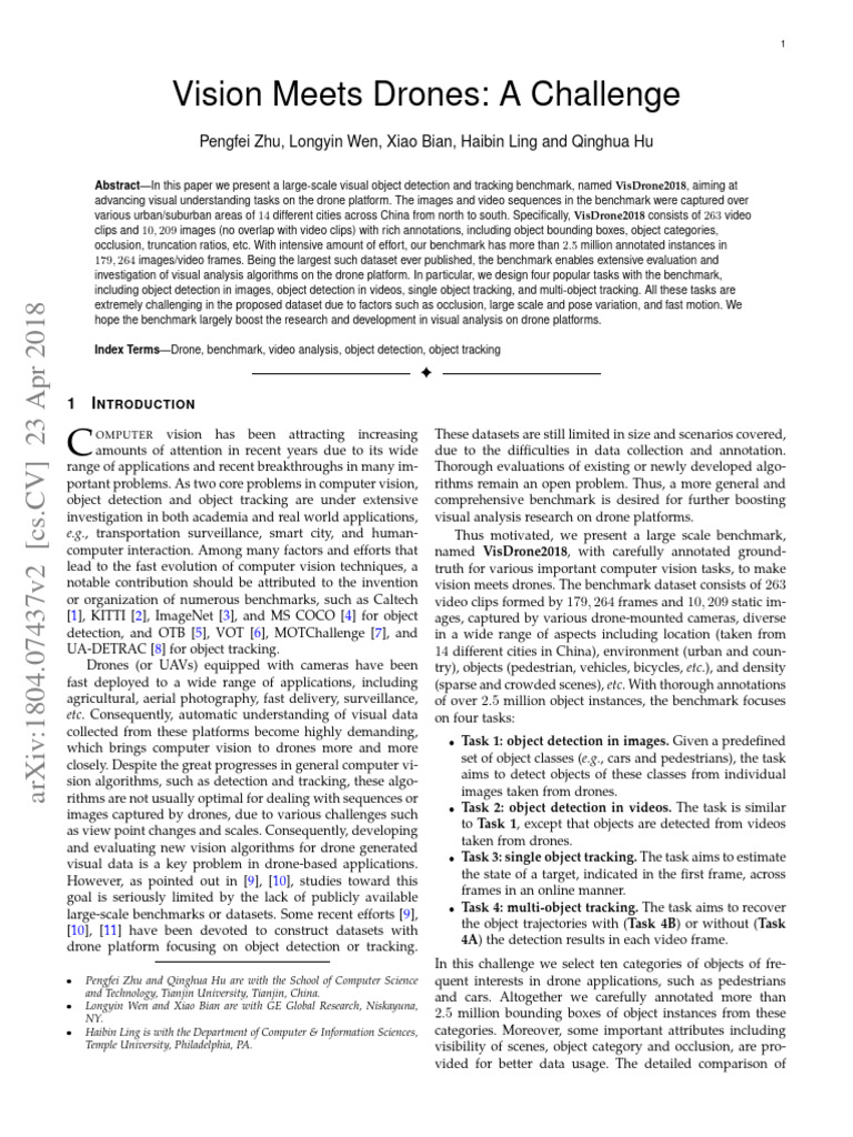 Vis Drone | PDF | Computer Vision | Receiver Operating Characteristic