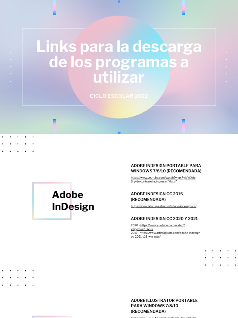 Links para La Descarga de Los Programas A Utilizar | PDF