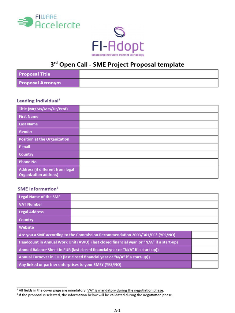 FIADOPT_SME_Proposal_Template | PDF | Embryo | Human