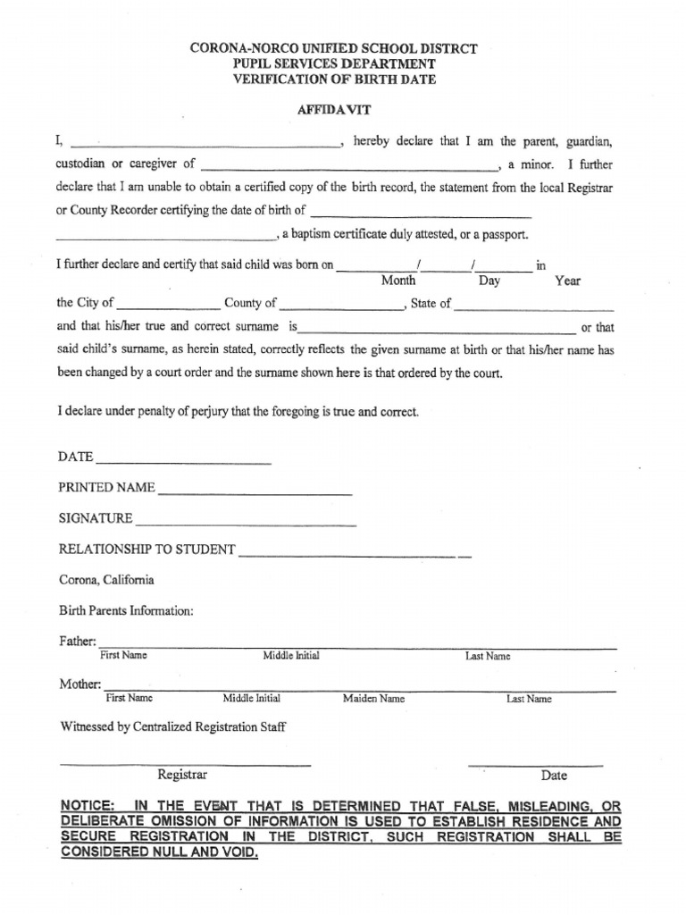 Birth Date Verification Form | PDF