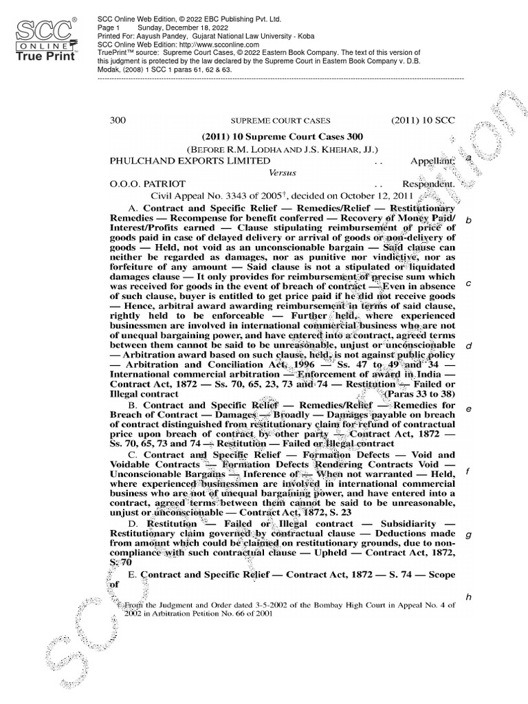 Phulchand Exports Vs OOO Patriort | PDF | National Supreme Courts | Judiciaries