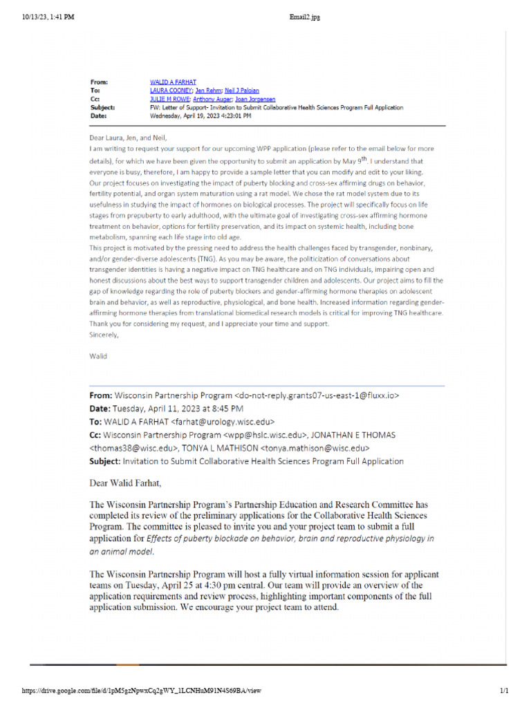 Wisconsin Partnership Program Email | PDF